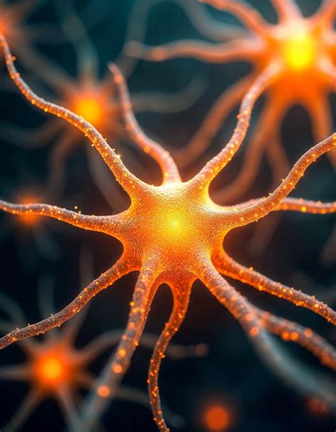 Golden Synapses A Cosmic Visualization Of Bioluminescent Neurons And
