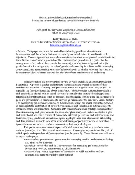 Pdf How Might Social Education Resist Heterosexism Facing The Impact