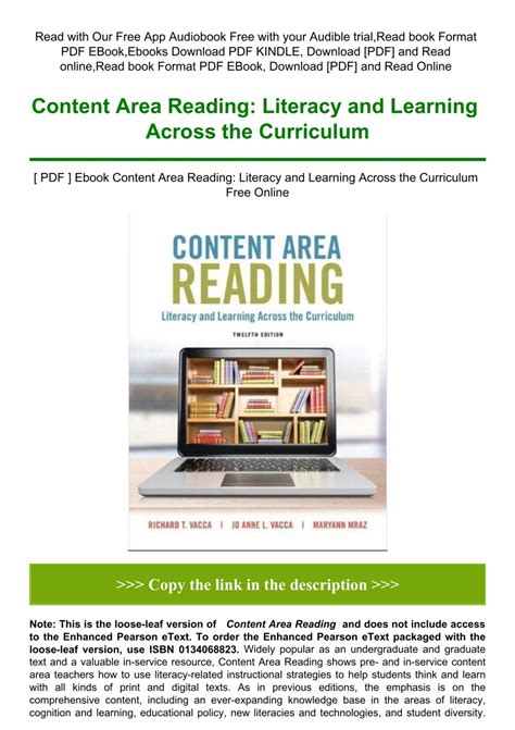 [ Pdf ] Ebook Content Area Reading Literacy And Learning Across The Curriculum Free Online