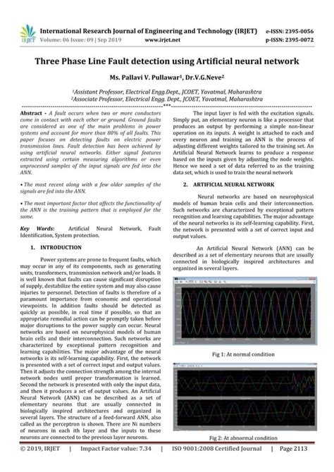 irjet three phase line fault detection using artificial neural network pdf