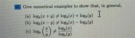 Solved Give Numerical Examples To Show That In General Chegg