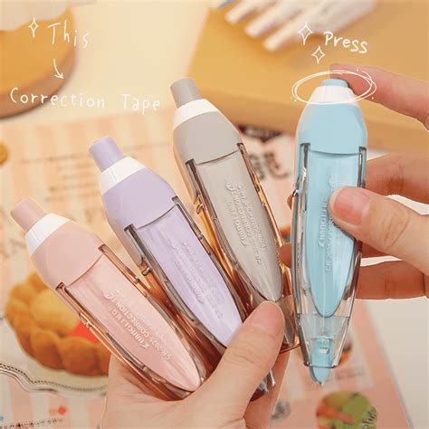 Cute Cartoon Correction Tape 5mm 6m Rectractable Click Correction Tape Press Type Correction