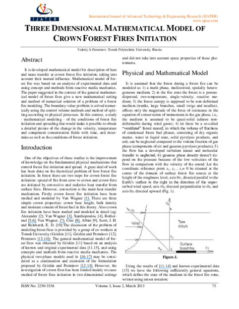 Pdf Three Dimensional Mathematical Model Of Crown Forest Fires Initiation Valeriy Perminov