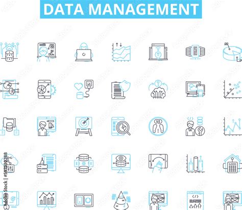 Data Management Linear Icons Set Organization Structuring
