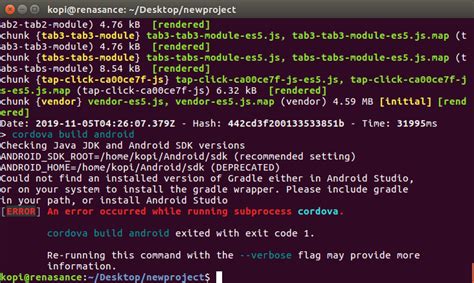 Cordova Ionic 4 Running On Device Could Not Find An Installed