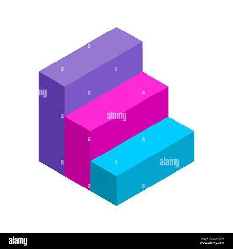 Colorful 3d Stairs Three Steps Infographic Template Isometric Staircase Object Blue Pink