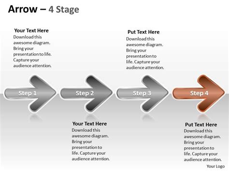Linear Flow Arrow PowerPoint Shapes PowerPoint Slide Deck Template Presentation Visual