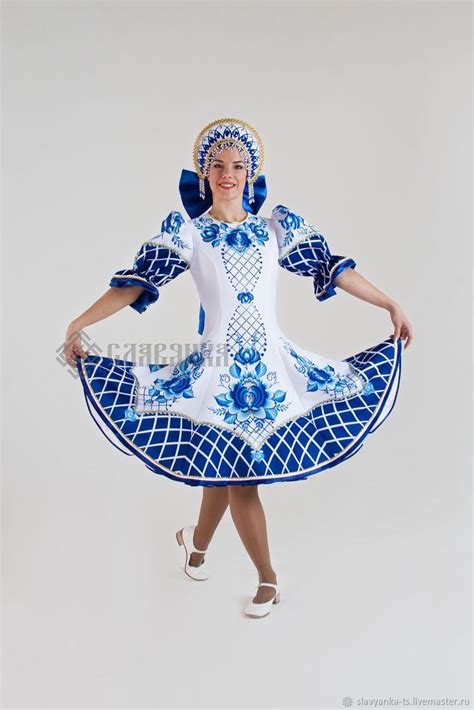 Танцевальный костюм "Гжель Белая" купить в интернет-магазине Ярмарка ...