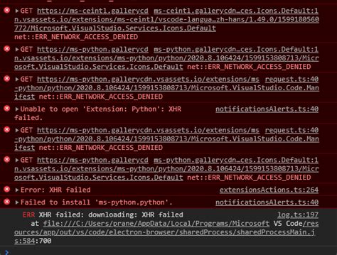 XHR Failed Issue Microsoft Vscode GitHub