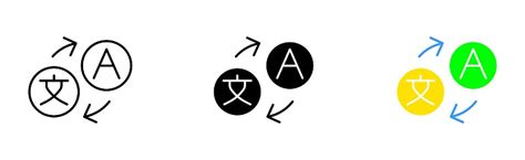 인터프리터 설정 아이콘입니다 번역기 사이트를 귀하의 언어로 번역 원본 표시 언어 선택 다국어 수집 버전 주의자 개념 선에 있는 벡터 아이콘 흰색 배경에 검은색과 화려한