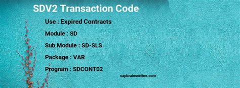 SDV SAP Tcode For Expired Contracts