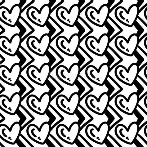 Hearts Seamless Pattern Modern Abstract Background With Geometric Shapes Stock Illustration
