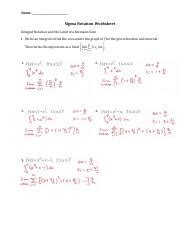 Sigma Notation Worksheet Answers Pdf Name Sigma Notation Worksheet Integral Notation And The