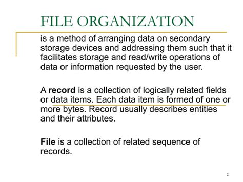 File Organization And Indexing Ppt Databases Computer Software And Applications