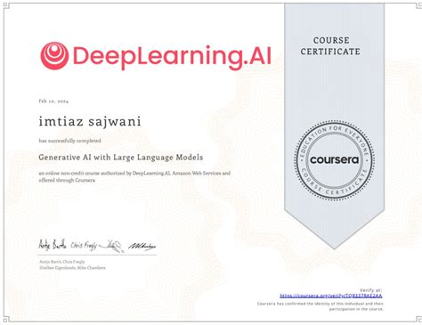 Imtiaz Sajwani On Linkedin Completed Generative Ai With Large Language