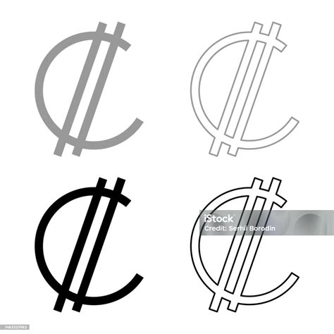 콜론 기호 통화 기호 코스타리카 살바도르 돈 Crc 세트 아이콘 회색 검정 색상 벡터 그림 이미지 단색 채우기 윤곽선 등고선 얇은 플랫 스타일 개념에 대한 스톡 벡터 아트