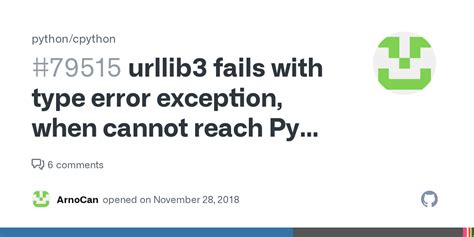 Urllib3 Fails With Type Error Exception When Cannot Reach Pypi
