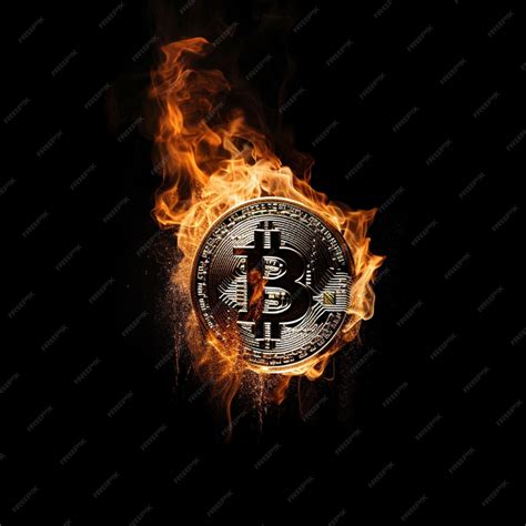 Premium Ai Image Bitcoin And Fire On Black Background