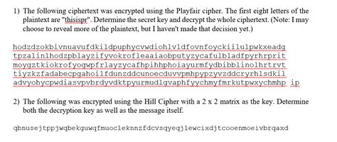 1 the following ciphertext was encrypted using the