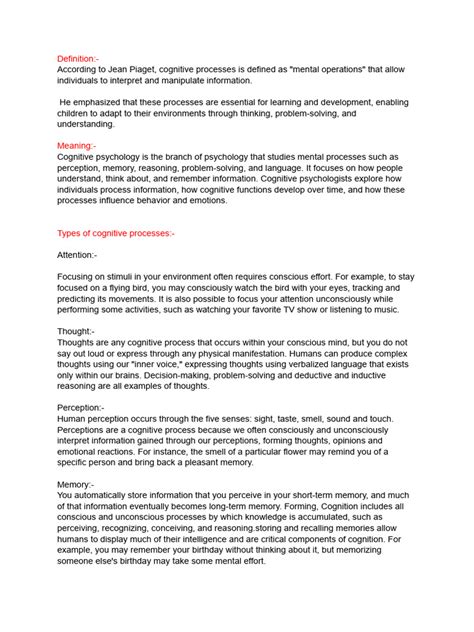 Introduction To Cognitive Processes Pdf Cognition Thought