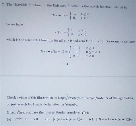 Solved 7 The Heaviside Function Or The Unit Step Function