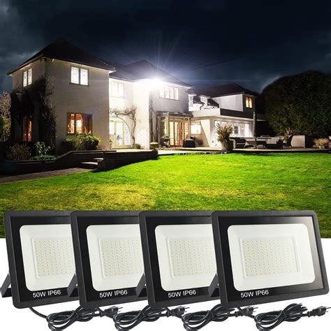 Garageangle 4pack Led Flood Light Outdoor50w Led Work Light 5500lm