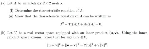 Solved A Let A Be An Arbitrary 2 X Matrix I Determine Chegg Com