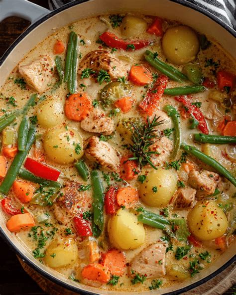 Hearty Creamy Chicken And Vegetable Stew Recipe