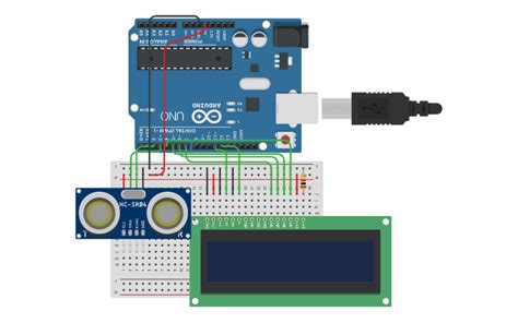 Circuit Design Domingo Ultrasonicsensor With Lcd Tinkercad