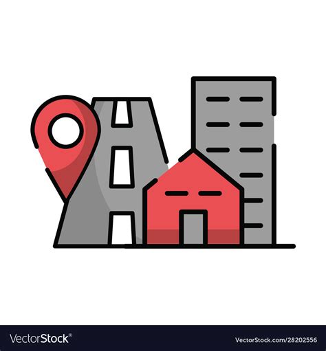 Pin Pointer Location Guide With Road Royalty Free Vector