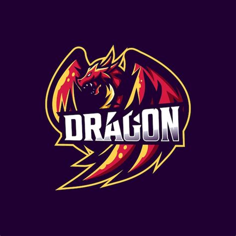 큰 날개를 가진 드래곤 로고 마스코트 템플릿 프리미엄 벡터
