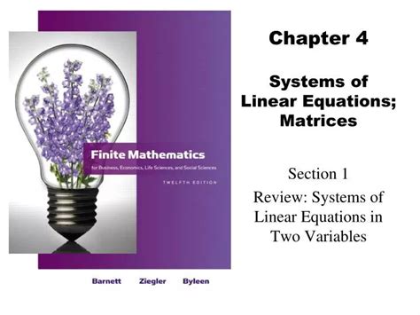 Ppt Chapter 4 Systems Of Linear Equations Matrices Powerpoint