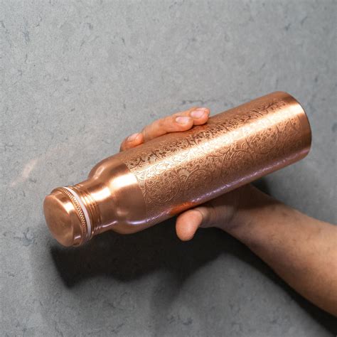 Etched Matte Finish Copper Water Bottle Copper Brazier