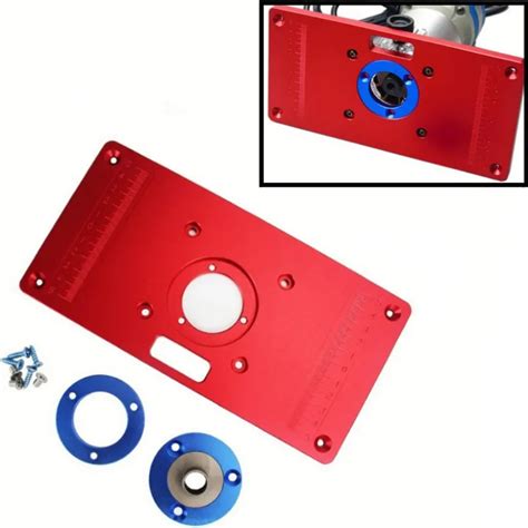 Universal Aluminum Router Table Insert Plate W 2 Router Insert Rings For Woodworking Benches