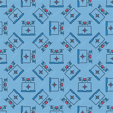 Premium Vector Laptop And Quadcopter Vector Drone Concept Colored Pattern