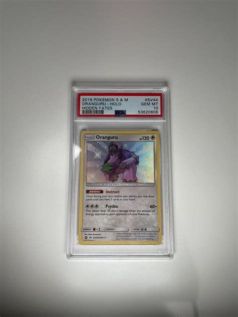 Pokemon Oranguru Hidden Fates Shiny Holo Rare Sv44 Psa 10 Gem Mint Values Mavin