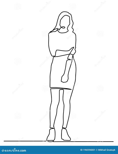 Woman Standing Up Drawing Swimmer Girl Standing Up Illustration Stock