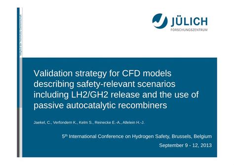 Pdf Validation Strategy For Cfd Models Describing Safety · Well Known Best Practice
