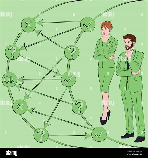 Man And Woman Using Decision Tree To Identify Problems Or Opportunities In The Decision Making