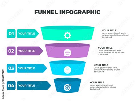 Colorful Funnel Process Infographic Representing Customer Journey From
