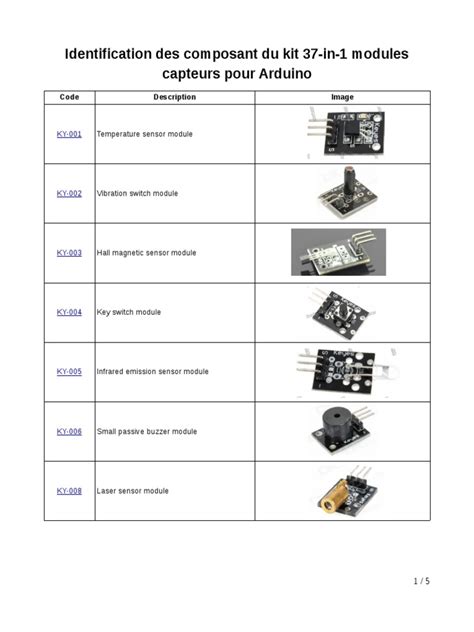 Identification 37 In 1 Sensor Module Kit For Arduino Pdf