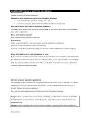 Task 1 Ver 1 Docx ASSESSMENT TASK 1 WRITTEN QUESTIONS Task Summary You Are To Answer All