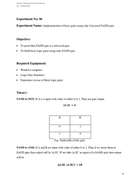 Implementation Of Basic Gates Using Only Universal Nand Gate Pdf