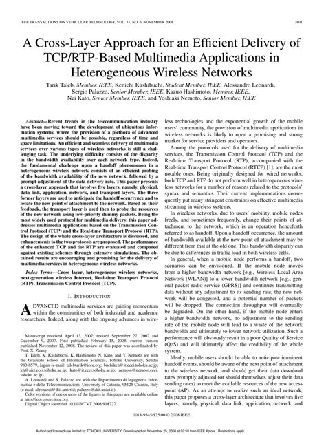 Pdf A Cross Layer Approach For An Efficient Delivery Of Tcp Rtp Based Multimedia Applications