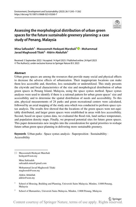 Assessing The Morphological Distribution Of Urban Green Spaces For The