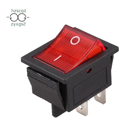 Red Light Illuminated 4 Pin Dpst On Off Snap In Rocker Switch 16a 20a 250v Ac Shopee Malaysia