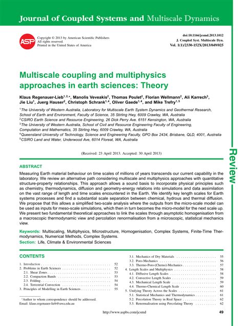 Pdf Multiscale Coupling And Multiphysics Approaches In Earth Sciences Theory