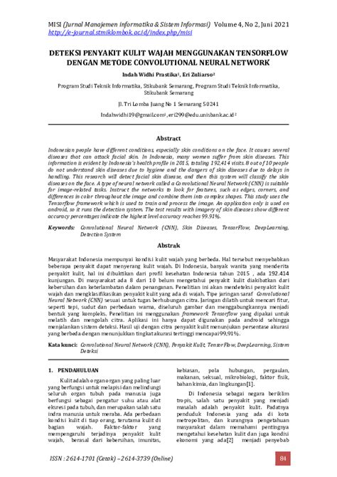 Pdf Deteksi Penyakit Kulit Wajah Menggunakan Tensorflow Dengan Metode Convolutional Neural Network