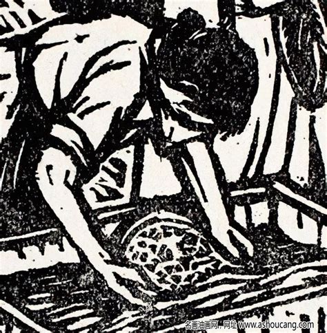 李桦版画 开路的女工 高清大图下载 名画油画网
