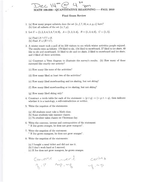 34 Problems On Quantitative Reasoning Final Exam Math 106 Docsity